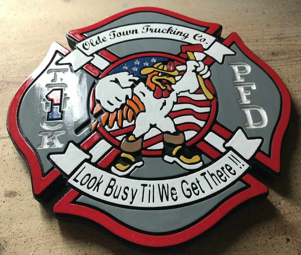 Fire Department Old Town PFD 3D routed wood plaque patch sign Custom | eBay