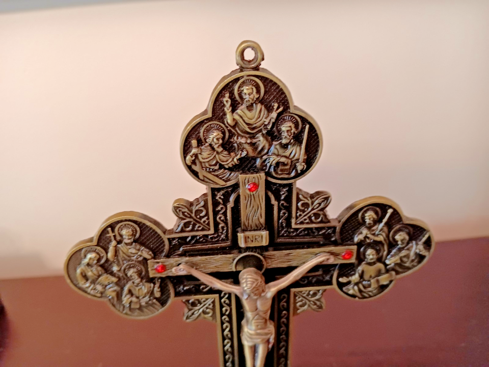 Antique Bronze INRI Catholic Religious Altar Standing Wall Crucifix ...