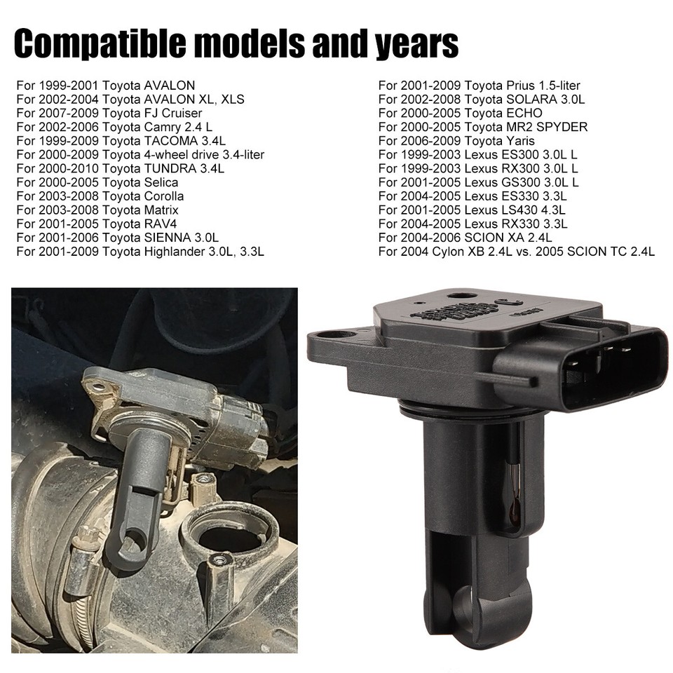 Toyota Lexus Scion Mass Air Flow Meter MAF Sensor Replacement 22204-22010 | Black | ABS | Mass ...