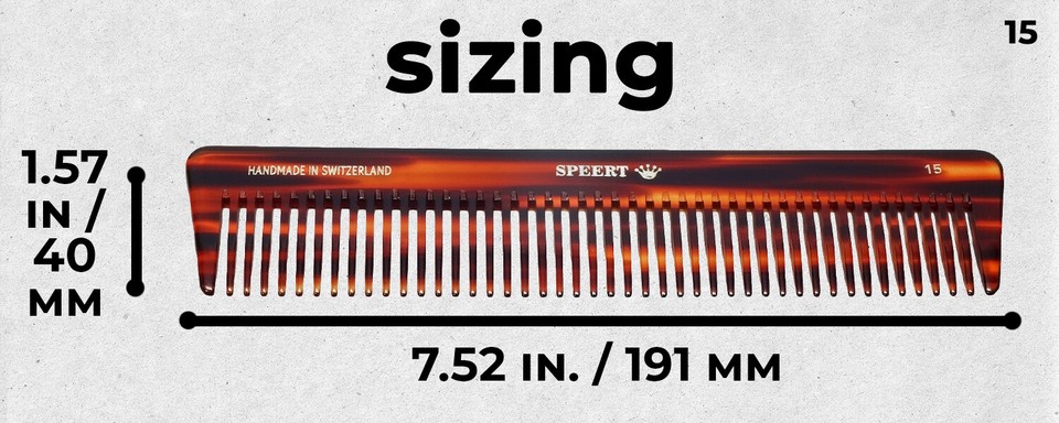 Hand-made European Swiss Tortoise comb #15 7 3/8"x 1 9/16"Inch Havana ...