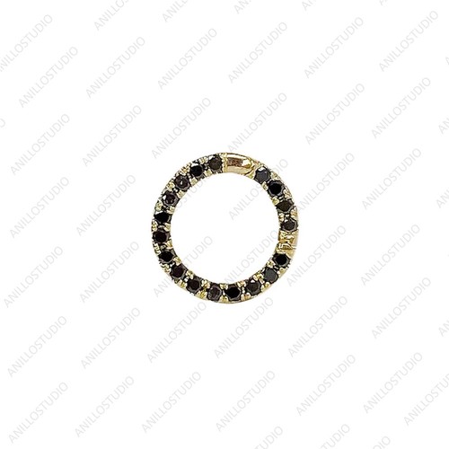 14k Gold Pave Black Diamond Enhancer Circle Push Lock Charm for Pendant ...