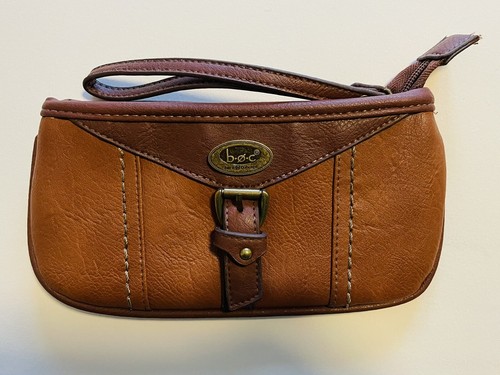BOC Born Concept Two Tone Brown Faux Leather Wristlet Zipper Pouch ...