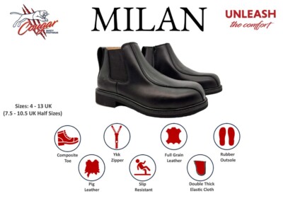 Elastic Sided Pull On Safety Executive Boot With Zip and Steel For ...