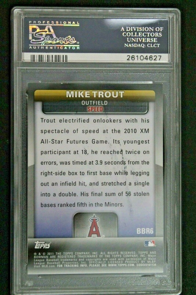 Mike Trout MVP 2011 Bowman Brightest #BBR6 Signed Authentic Autograph ...