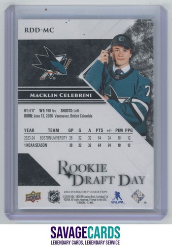 2024-25 UD Black Diamond Exquisite Collection Rookie Draft Day Macklin ...