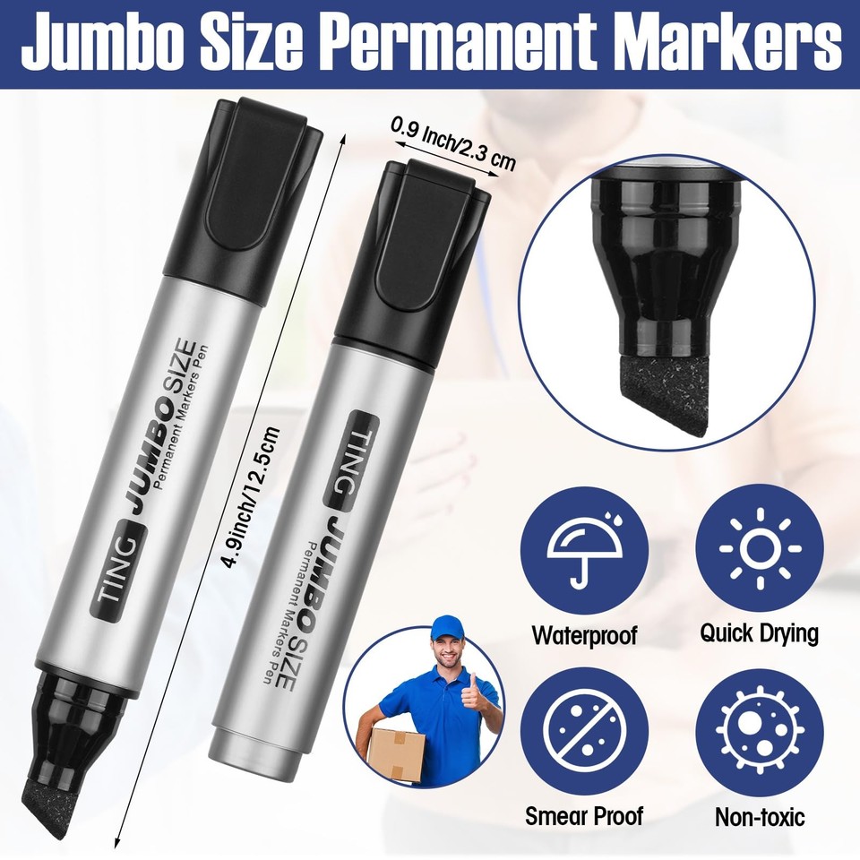 80 Pcs Jumbo Permanent Markers Bulk Large Permanent Chisel Tip Markers ...