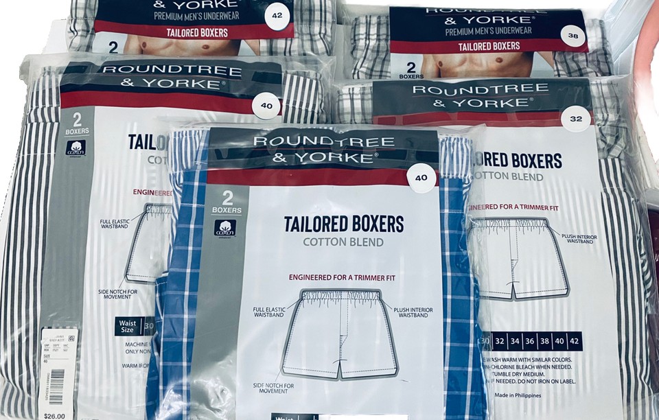 NWT Roundtree & Yorke Tailored Boxers Cotton Blend Men's 2-Pack Size 38 ...
