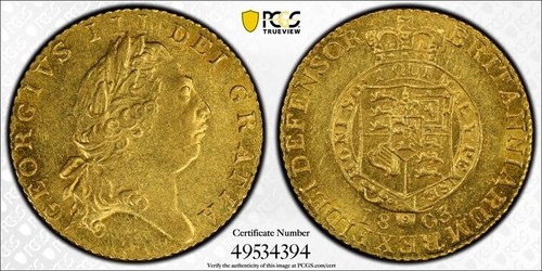 X24 Great Britain 1803 GOLD 1/2 Guinea PCGS AU-58 | eBay