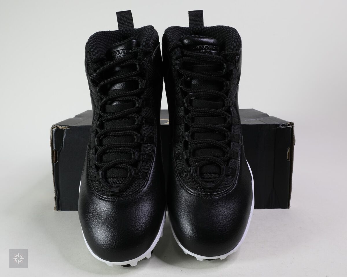Nike Jordan 10 TD Mid Black White Football Cleats Men's Size Nike Jordan 10 TD Mid Black White Football Cleats Men's Size