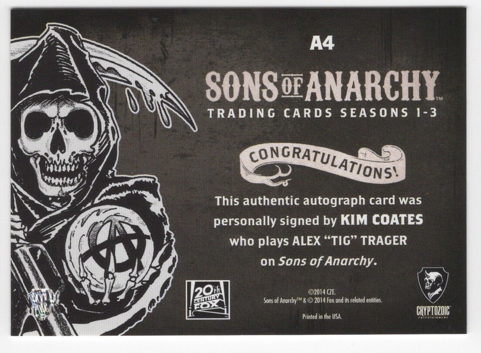 Kim Coates as Alex "Tig" Trager SONS OF ANARCHY Seasons 1-3 Autograph ...