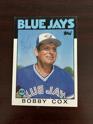 1986 Topps Bobby Cox #471 On Card Auto Autograph Toronto Blue Jays HOF ...