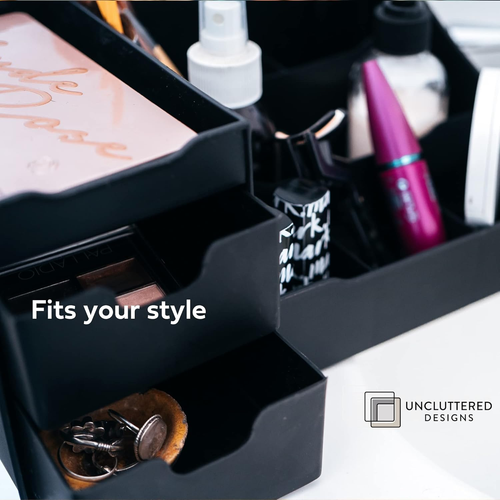 Stylish Black Vanity Organizer with Drawers for Men's Grooming ...