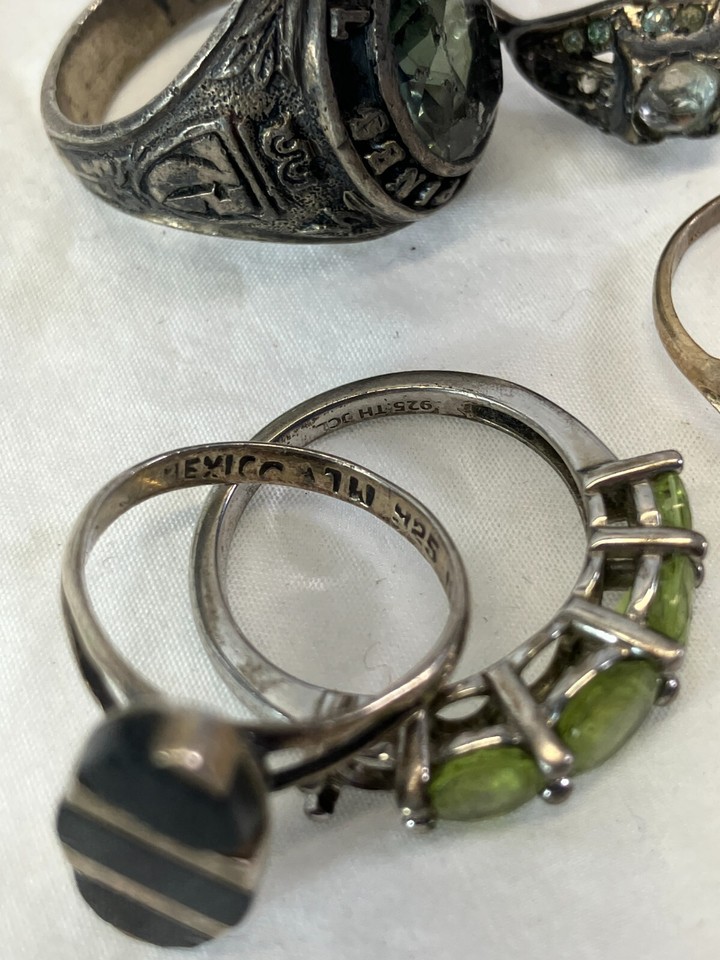 VTG-Modern Sterling and Silver Plate Scrap Ring Lot Loose or Missing ...