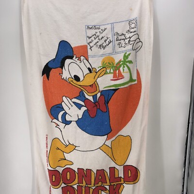 Vintage Walt Disney Productions 1982 Donald Duck Cotton Beach Towel ...
