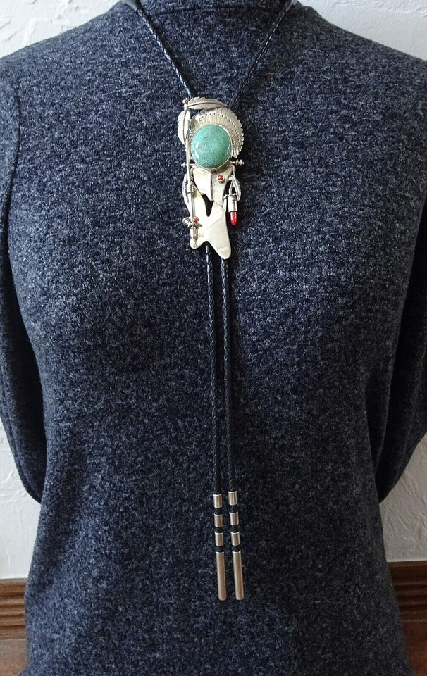 Spectacular RAY WINNER SterlingSilver 14K TURQUOISE CORAL Warrior Chief ...