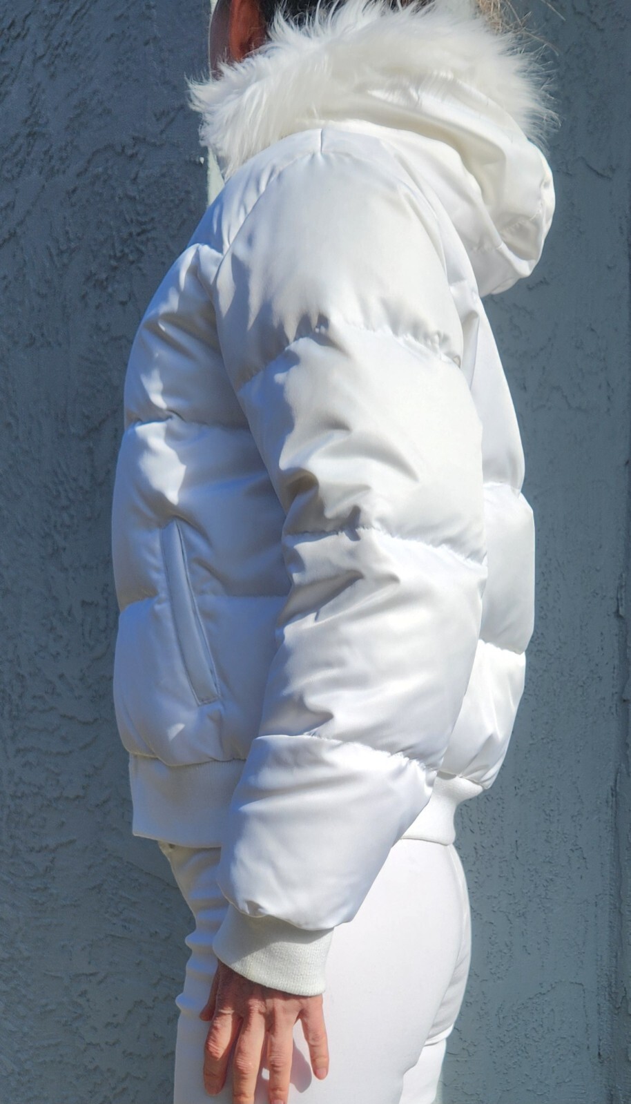 Lady Foot Locker Puffer Jacket White Down Feathers Hooded Women Coat ...