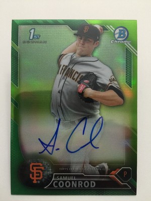 Samuel Coonrod AUTO #49/99 GREEN Chrome Refractor 2016 Bowman Baseball ...