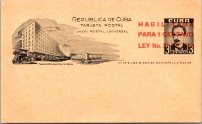 CUBA postal card Tarjeta Postal 1959 with Habilitada overprint postcard ...