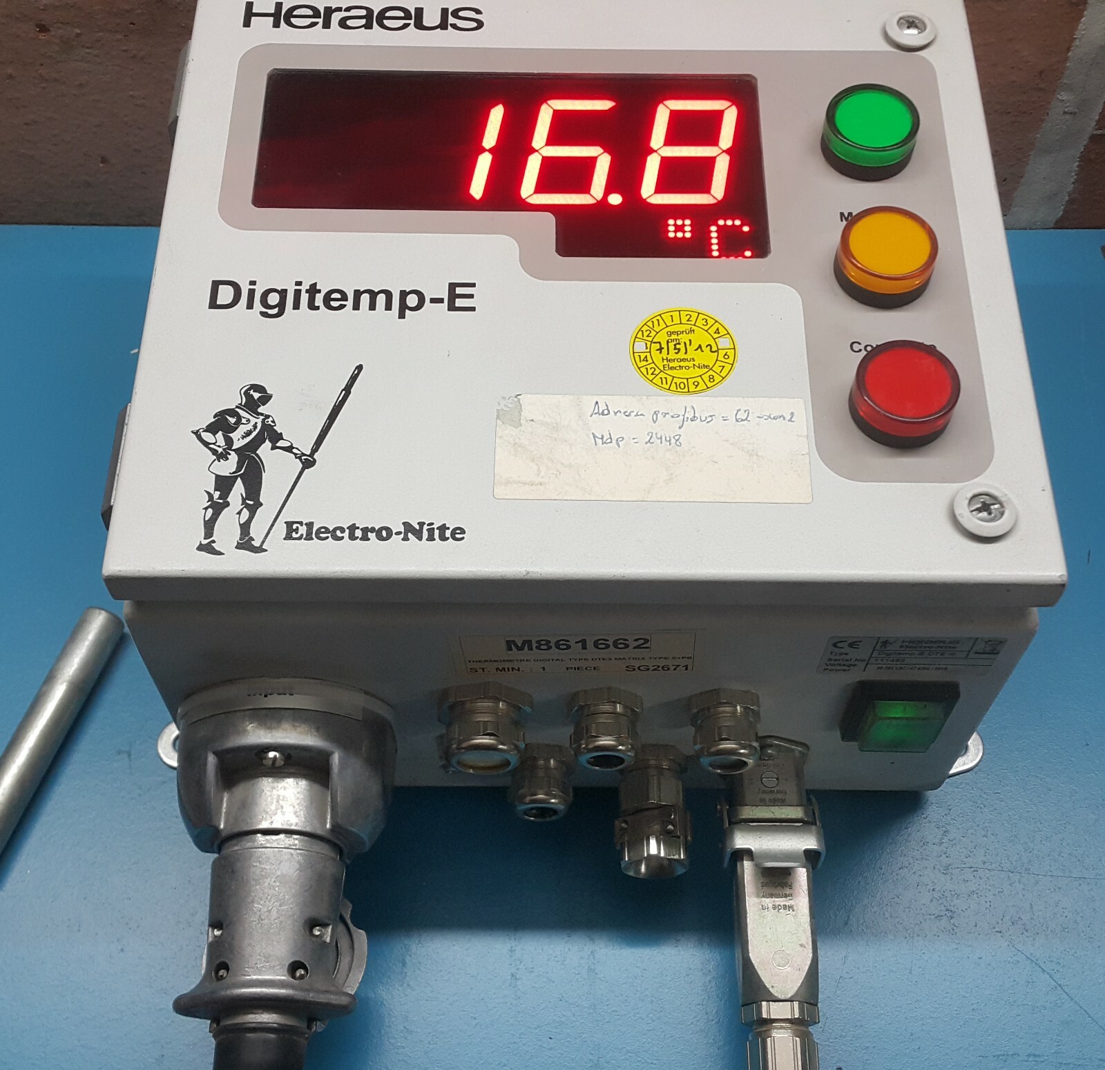 Heraeus Electro-Nite Digitemp-E DTE II Temperature Controller Display ...