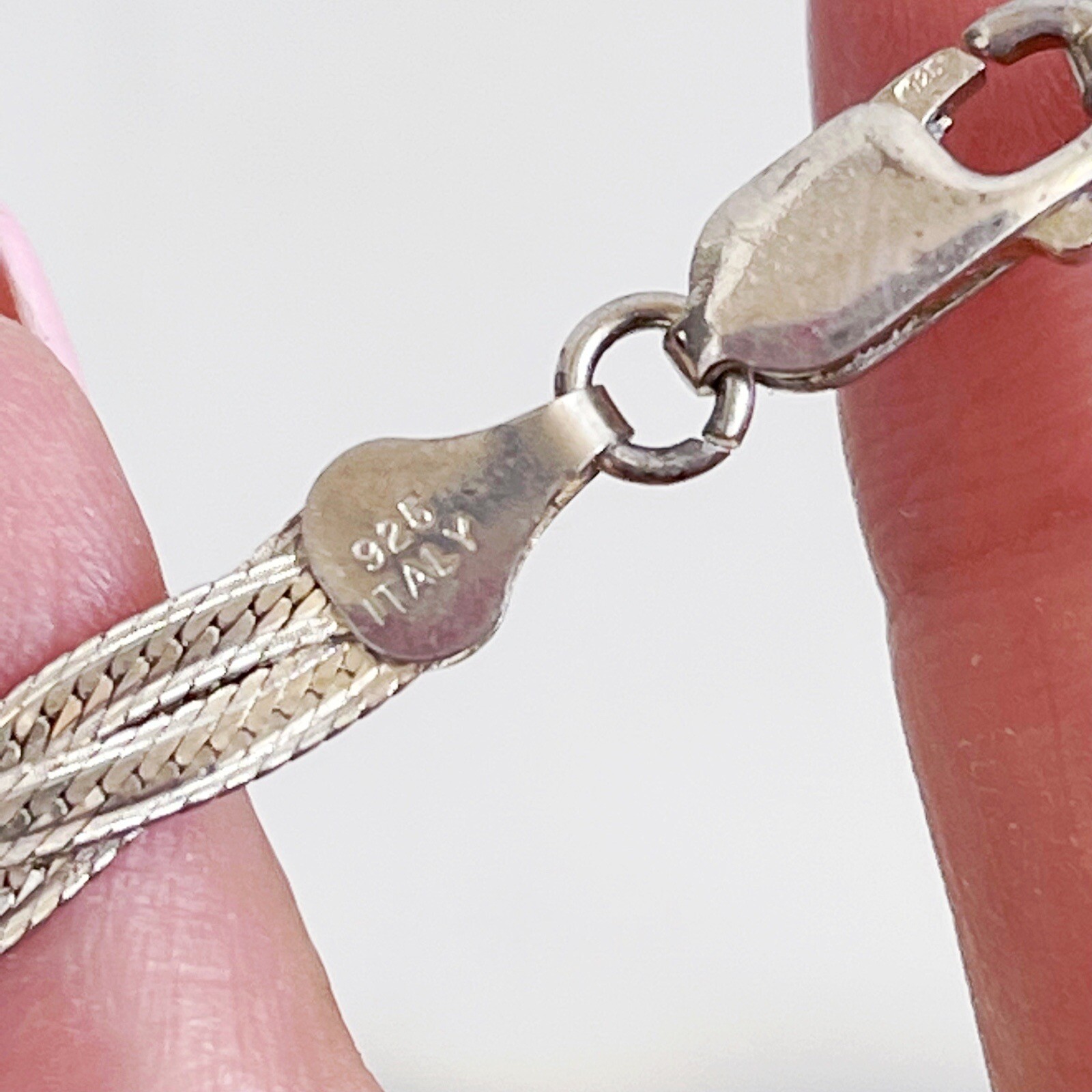 Aurafin Sterling Silver 925 Snake chain Double Braide… - Gem