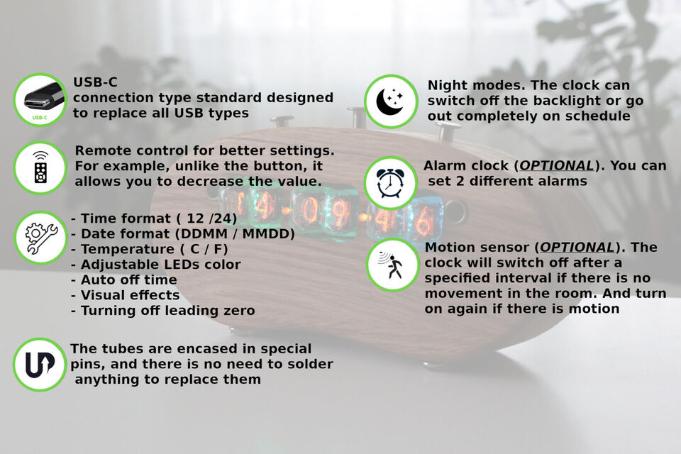 Nixie tube clock boasts both VFD and NIXIE tubes IV-22 plus IN-2 remote ...