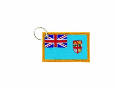 Keychain keyring embroidered embroidery patch double sided flag fiji ...