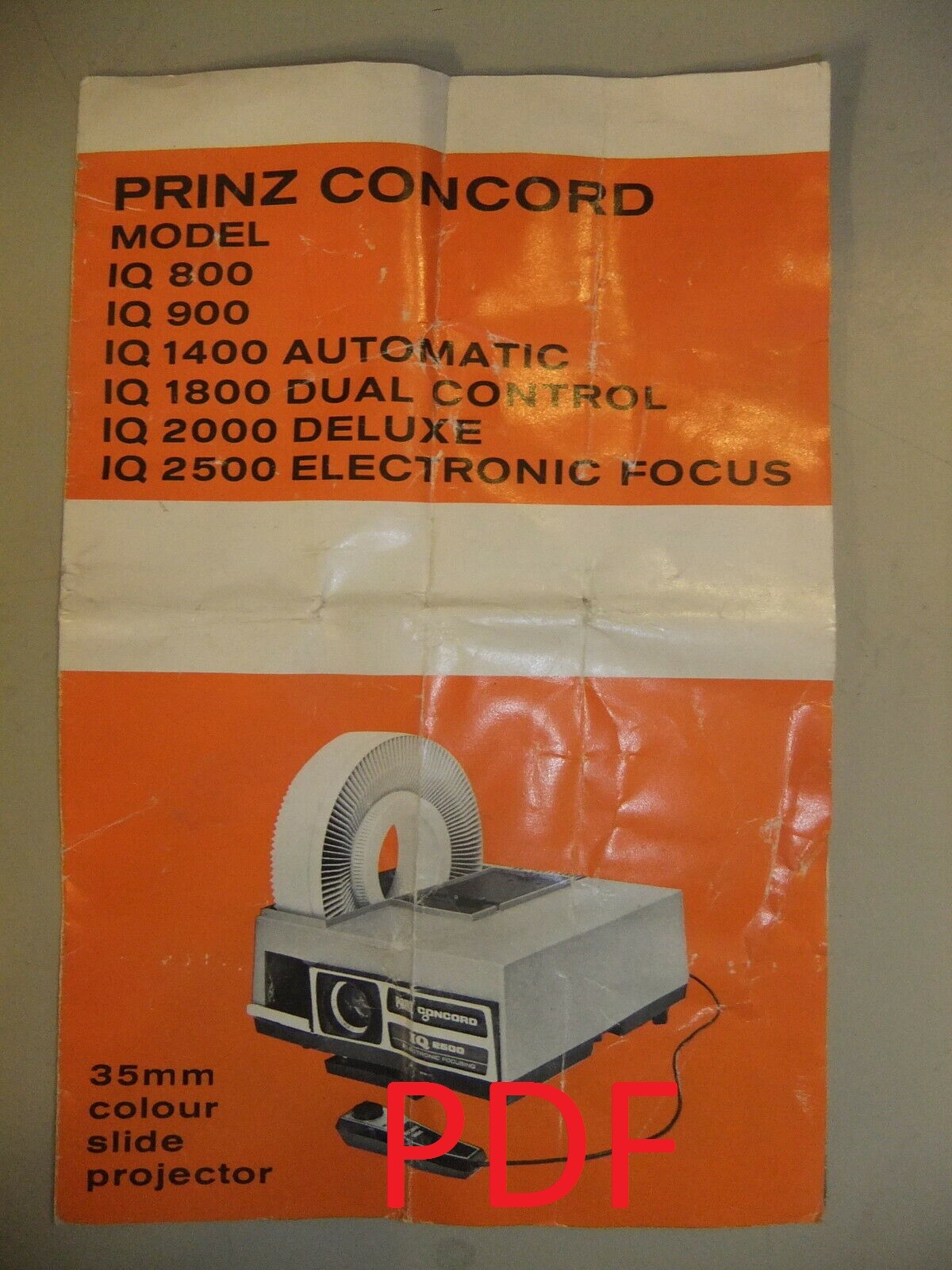 Instructions slide projector PRINZ CONCORD IQ 800 900 1400 1800 2000 ...