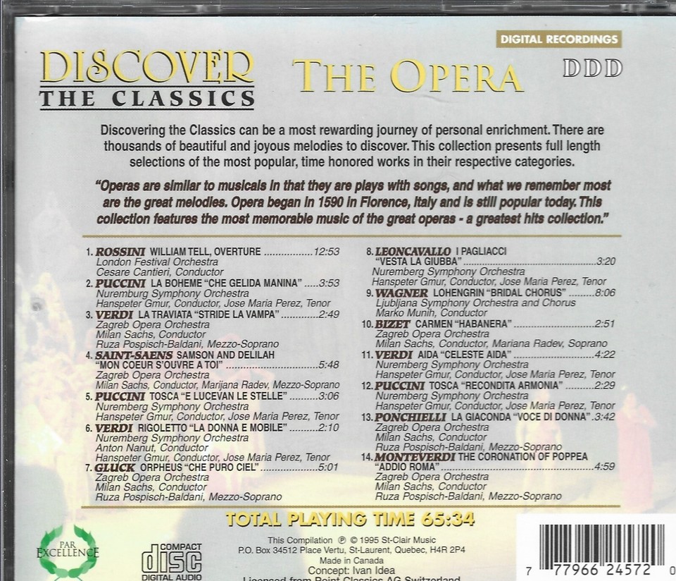 Discover the Classics - The Opera - CD | eBay