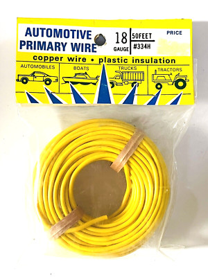 18 GAUGE YELLOW WIRE 50FT PRIMARY AWG STRANDED COPPER AUTO, BOAT ...