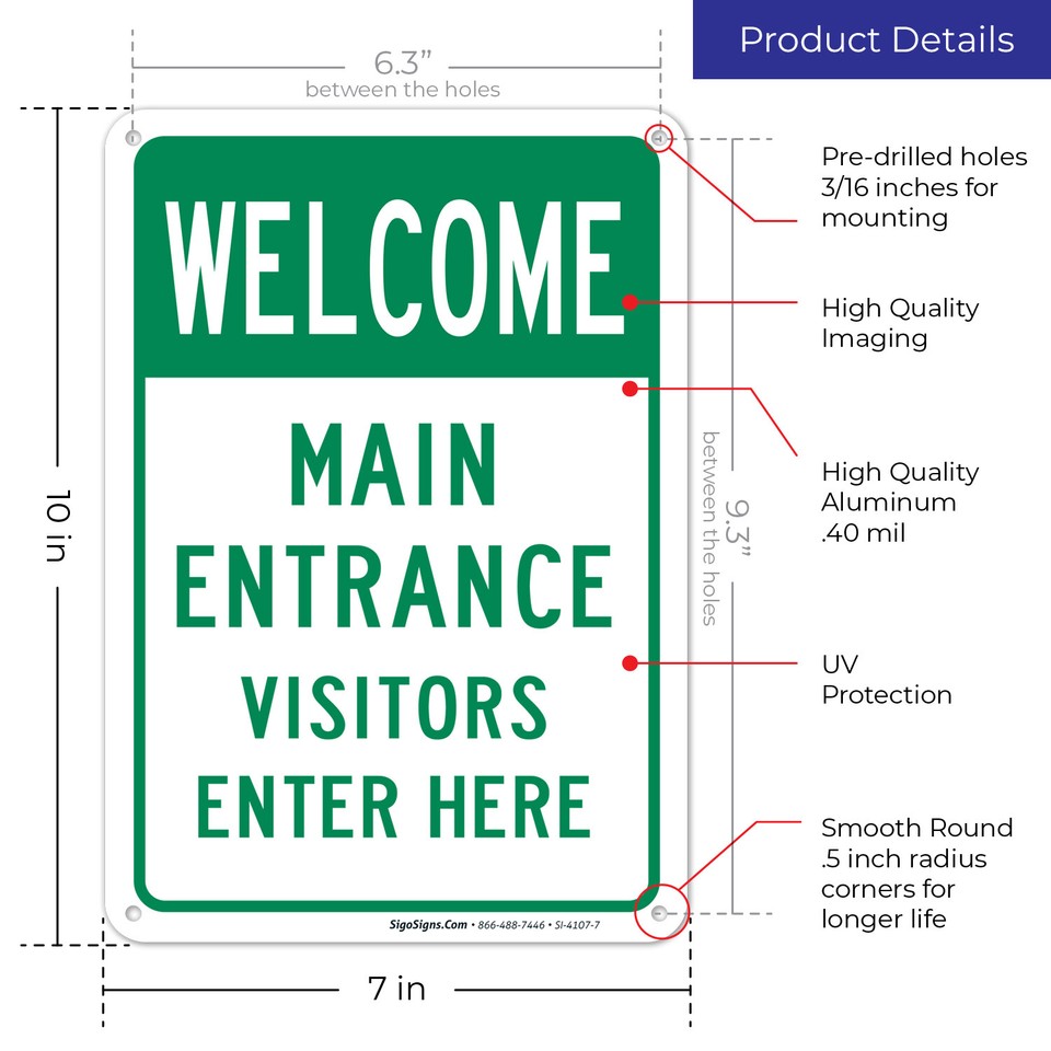 Main Entrance Visitors Welcome Sign, | eBay