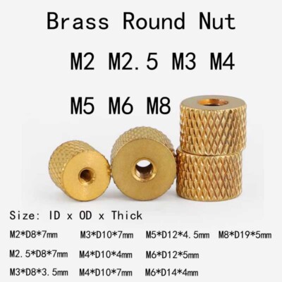 M2 M2.5 M3 M4 M5 M6 M8 Brass Thumb Nut Brass Knurled Nuts Cylindrical Adjust Nut | eBay