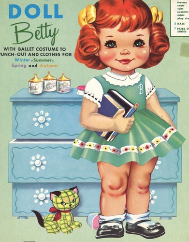 VINTAGE 1950S BIG BETTY LARGE PAPER DOLL ORIG SIZE UNCUT REPOR READ ALL ...