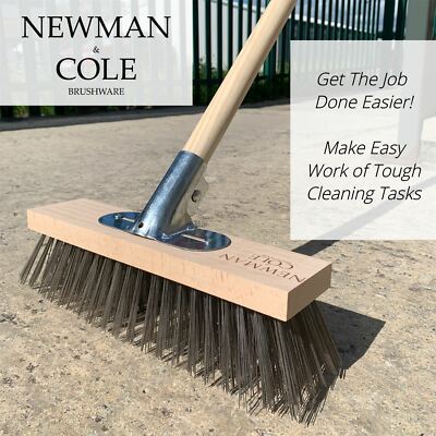 Newman and Cole Wire Broom Brush Head & Handle Deck Scrub Garden ...