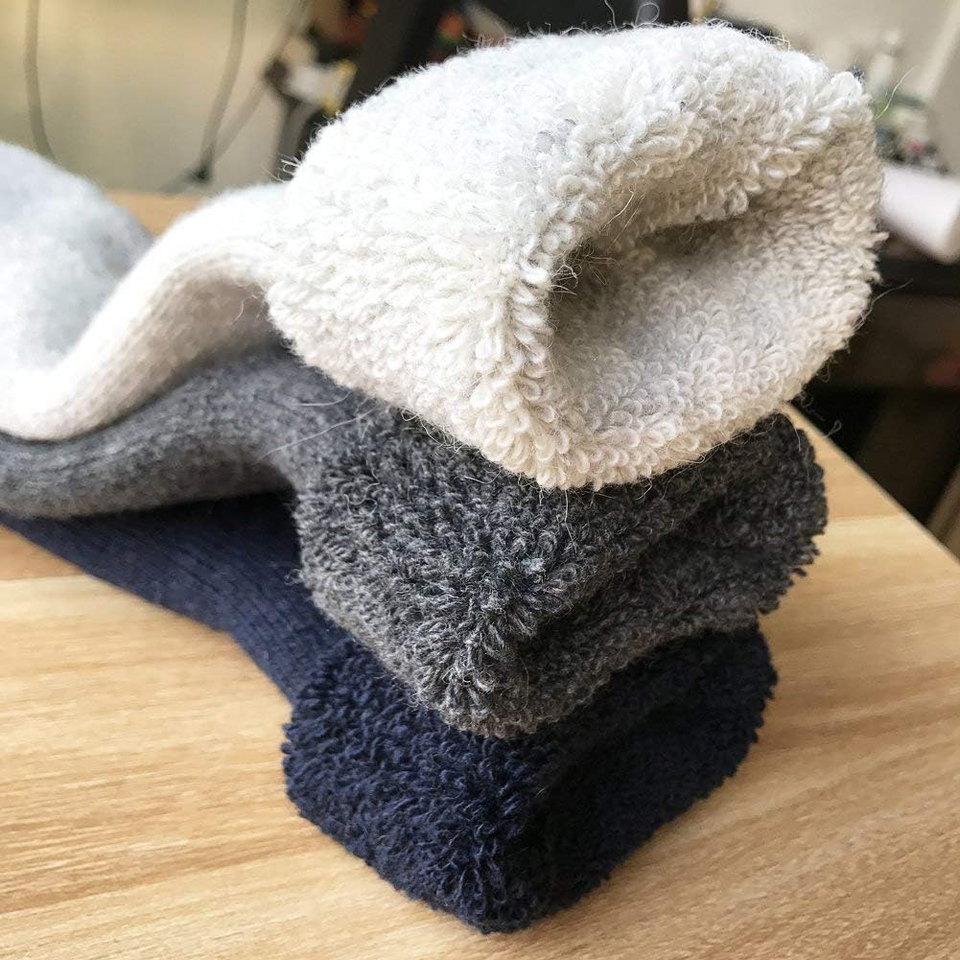 Mens Heavy Thick Wool Socks - Soft Warm Comfort Winter Crew Socks (Pack ...