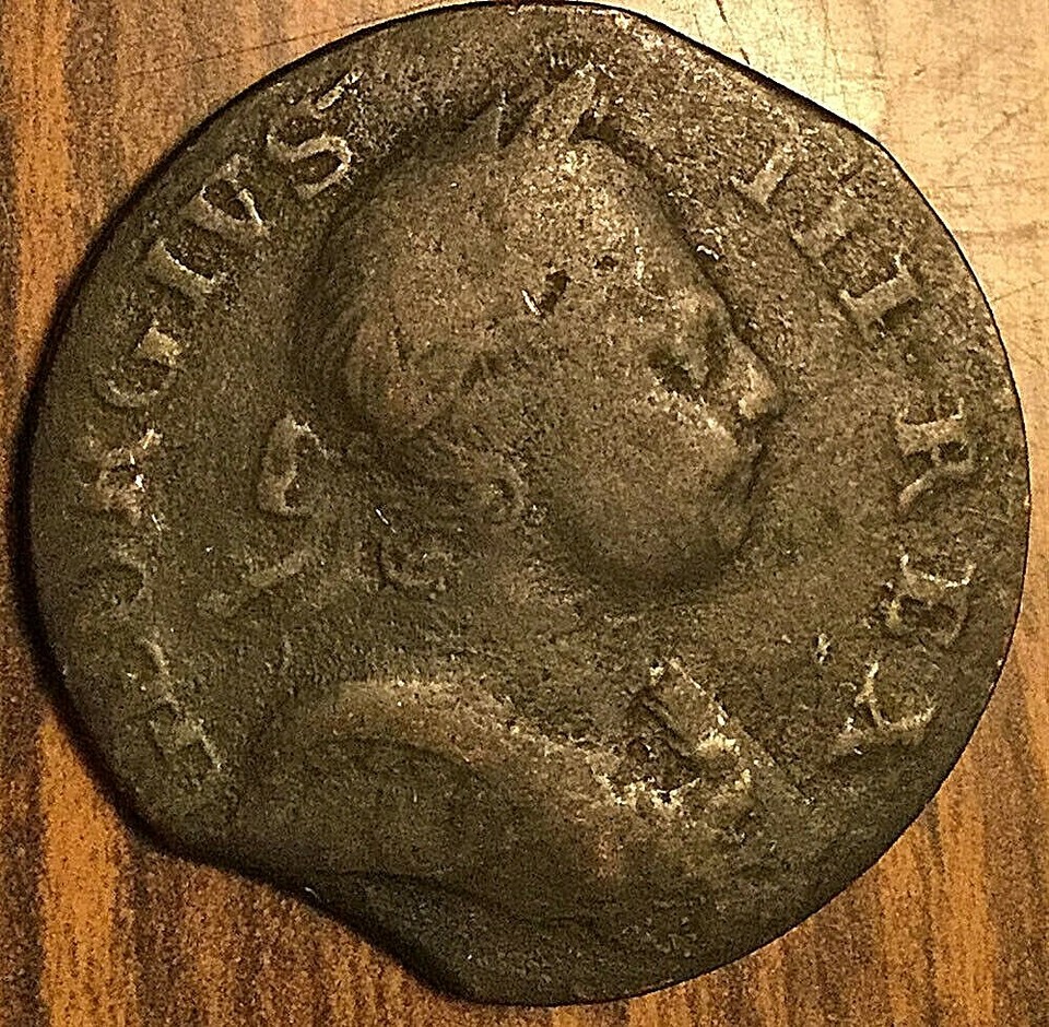 1775? UK GB GREAT BRITAIN HALF PENNY COIN - NON REGAL CLIPPED PLANCHET ...