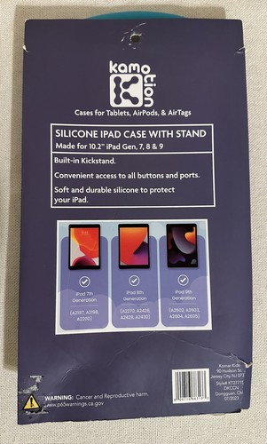 iPad Cover Gen 7, 8 & 9, Silicone by Kamotion, Turquoise/Dark Grn/Lime ...