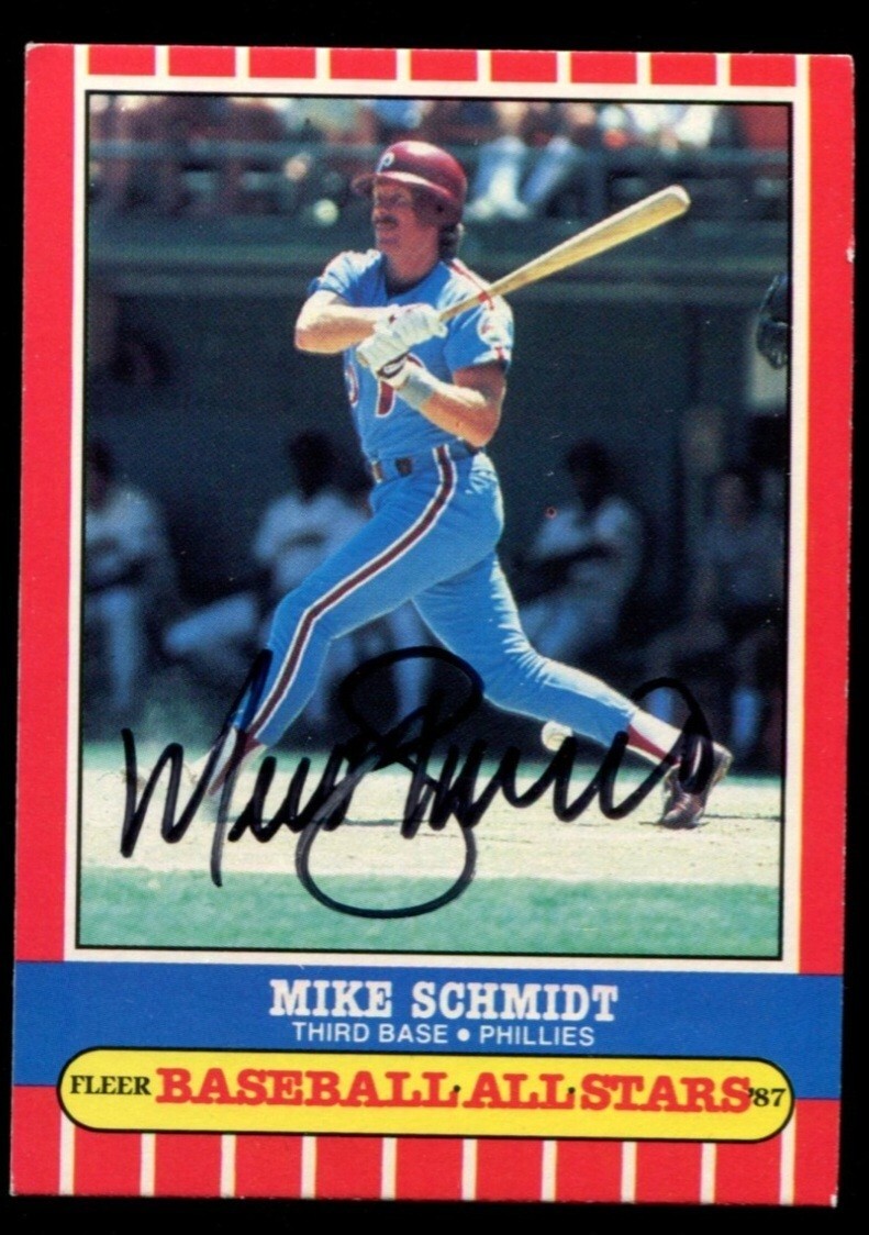 MIKE SCHMIDT 1987 Fleer Baseball All-Stars AUTO Authentic Autograph #40 ...