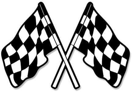 3x5 inch Dual Checkered Flags Shaped Sticker (auto car Racing Win ...