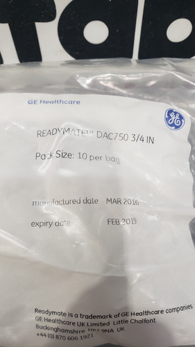 GE Healthcare 28936694 ReadyMate DAC - 750 w/ 3/4" Barb (2 Bags of 10 ...