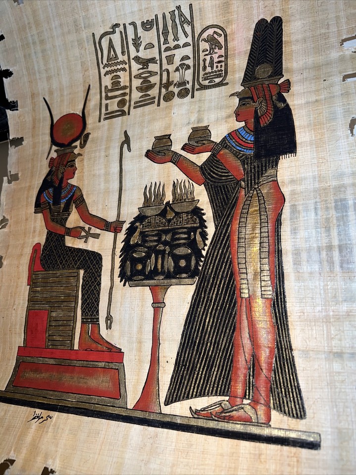 Authentic Hand Painted Ancient Egyptian Papyrus, Replica From Temple ...