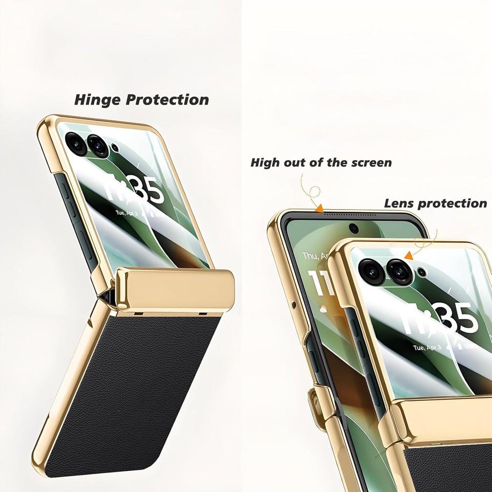 Plating Leather Hinge Case with Screen Protector For Razr Ultra 2025 ...