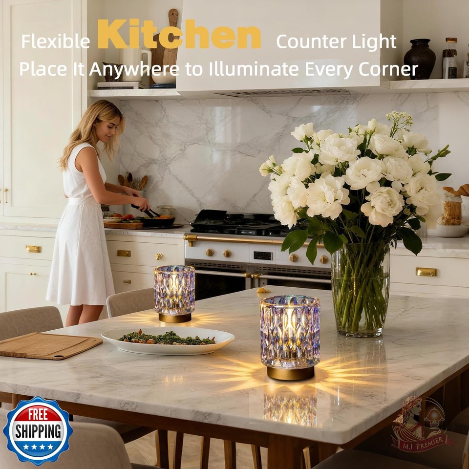 Battery Operated Table Lamps Timer, Mini Crystal Lamp for Area No | eBay