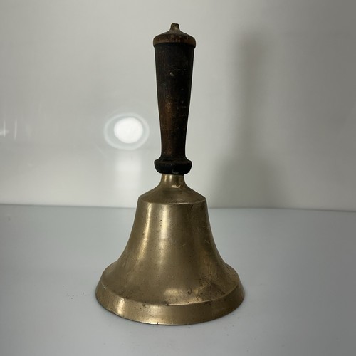 Vintage Hand School Bell Large Brass and Wood In Great Condition | eBay