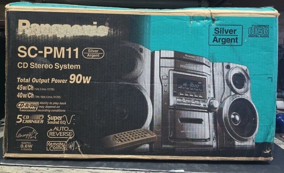 Panasonic SC-PM11 CD Stereo MP3 5 CD Changer Remote Control Cassette RARE VTG | eBay