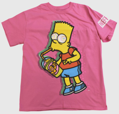 Neff x The Simpsons Mens Bart All Syrup Super Squishee Pink Shirt New ...