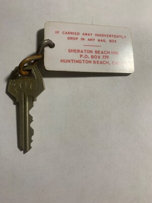 Sheraton Motor Inn Hotel Motel Room Key Fob & Key Huntington Beach CA ...