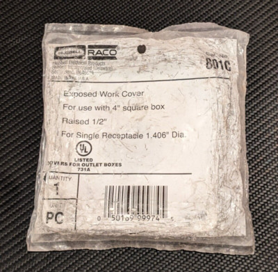 Hubbell Raco 801C Exposed Work Cover 4" x 4" Raised 1/2" for 4" square ...