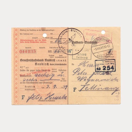 WWII 1944 German Reich Letter Check Invoice SS Postage Stamp - Nazi ...