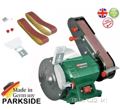 Parkside Bench Grinder with Belt Sander working on metal, wood and ...
