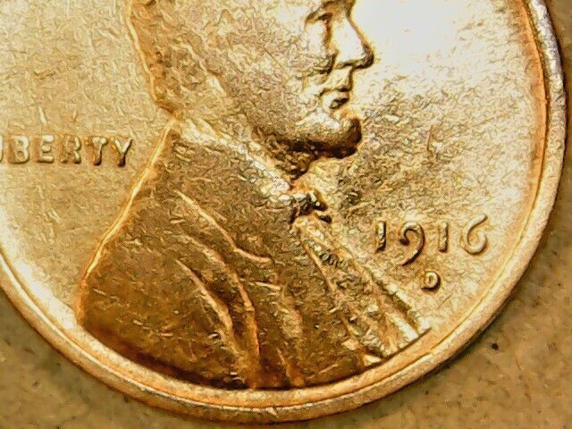 1916 D American Cent Circulated Brown Lincoln Wheat Penny Denver Mint ...
